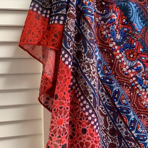 Simply Emma | Tops | Simply Emma Red White Blue Asymmetrical Blouse ...